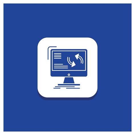 Blue Round Button For Synchronization Sync Information Data