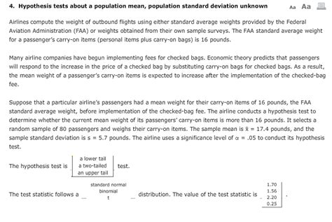 Solved Hypothesis Tests About A Population Mean Chegg