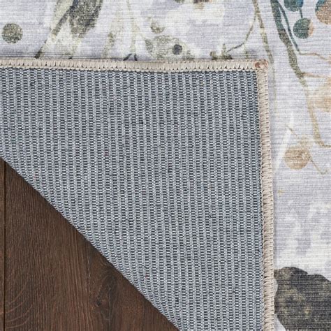 Nourison Washables 6 X 9 Ft Grey Multicolor Indoor Floralbotanical