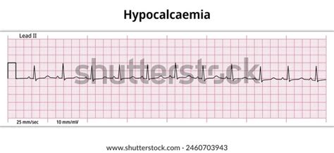 Ecg Hypocalcaemia Hypocalcemia 8 Second Ecg Stock Vector Royalty Free