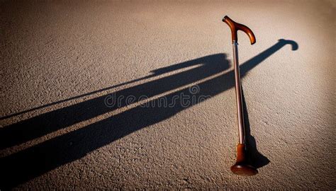 Strong Shadow Of A Walking Cane Symbolizes Resilience During Disability