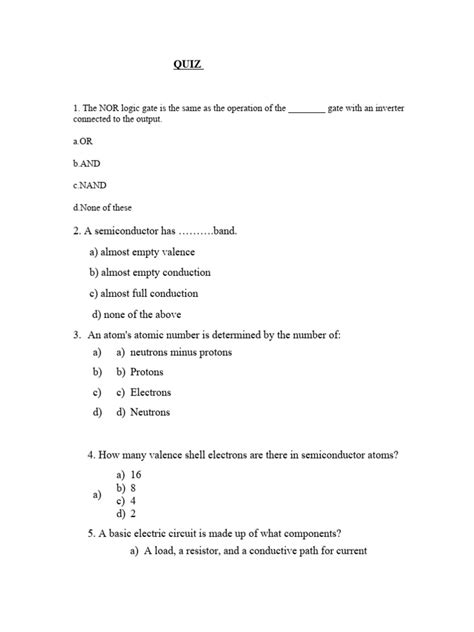 Basic Electronics Quiz Questions Even Sem Download Free Pdf Pn Junction Diode