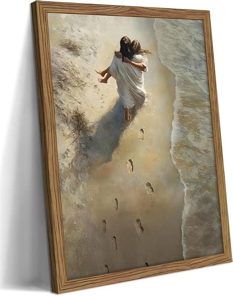 Framed He Carried Me Wall Art Jesus On The Beach Canvas