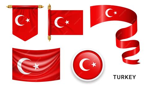 Conjunto Vetorial Da Bandeira Nacional Da Turquia Em Vários Designs