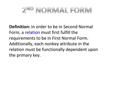 Normalisation 2nd Normal Form Ppt