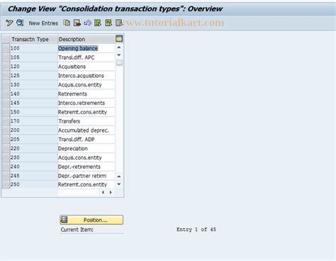 OC SAP Tcode C FI LC Table T