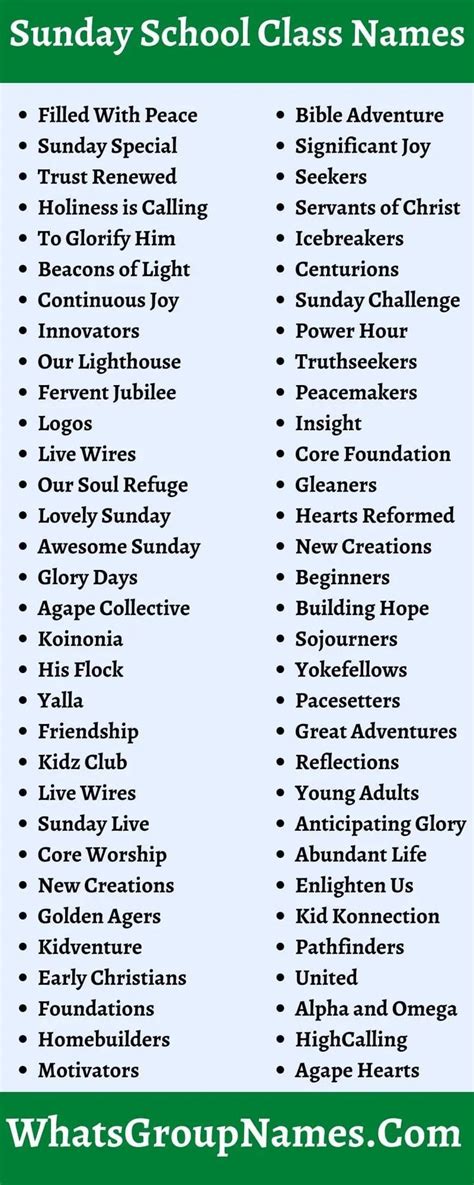 130 Sunday School Class Names Alternative Creative And Cool