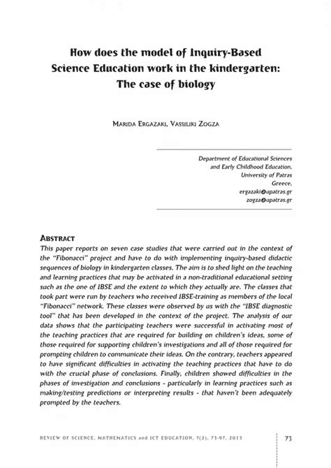 Pdf How Does The Model Of Inquiry Based Science Education Work In The