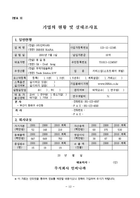 소프트웨어 개발 기술 사업계획서벤처기업평가 비즈폼 샘플양식 다운로드