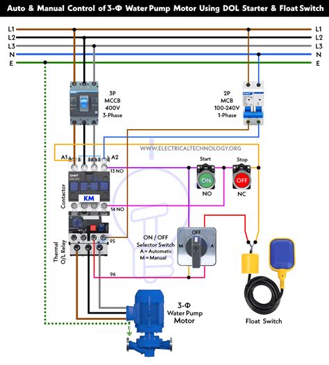 wiring diagram for automatic 3 phase water pump motor control