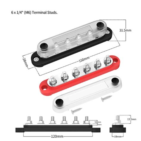 Car Terminal Block Negative Bus Bar 12v Distribution Block M6 Termianl