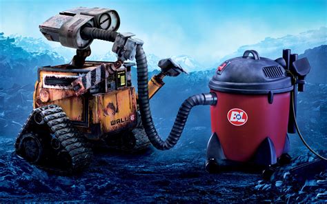Wallpaper Wall E Robot And Vacuum Cleaner 1920x1080 Full Hd 2k Picture Image