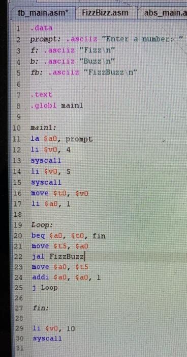 Solved 1 Text 2 Globl Fizzbuzz 3 4 Fizzbuzz 5 Rem