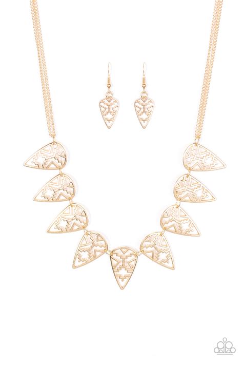 Paparazzi Triassic Triumph Gold Studio Bling By Glam With Mack