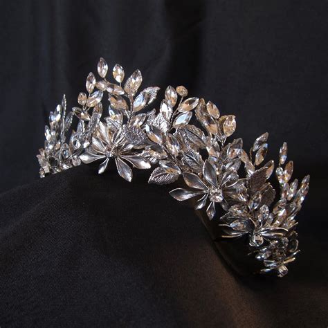 Handmade Flower Wreath Wedding Tiara Silver Grecian Headband Crown