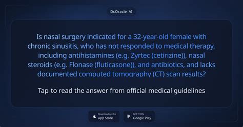 Is Nasal Surgery Indicated For A 32 Year Old Female With Chronic Sinusitis Who Has Not