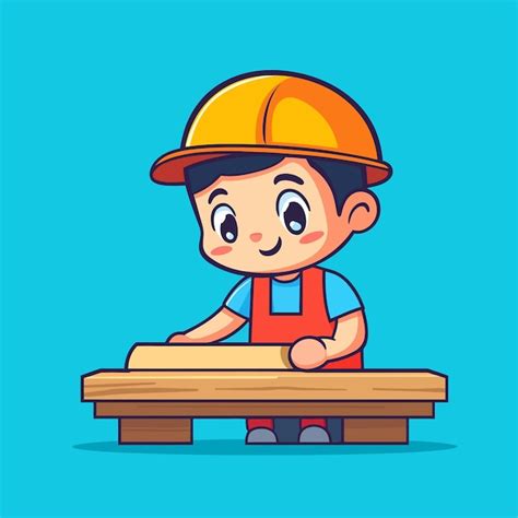 Cute Carpenter Smoothing Edges Cartoon Vector Icon Premium Ai Generated Vector