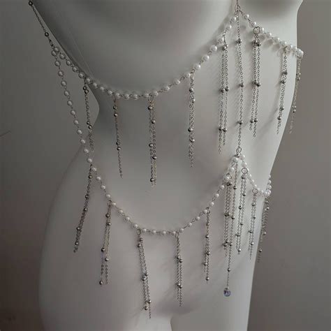 Handcrafted Pearl Layered Body Chain Quicksand Festival Jewelry Etsy