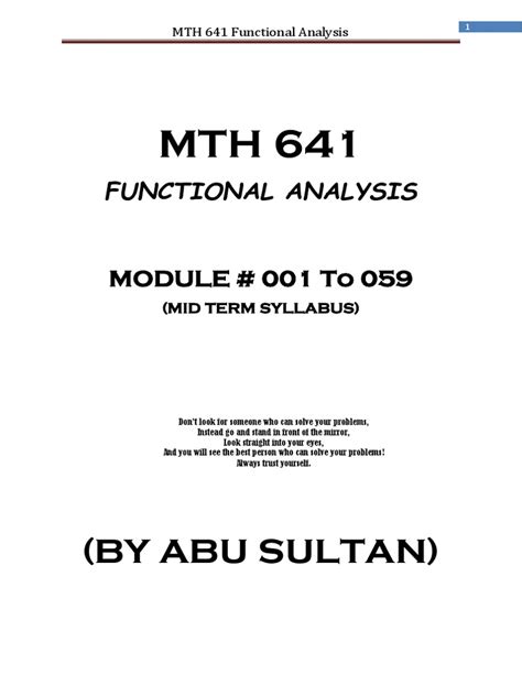 Mth 641 Merged Handouts 1 113 Topics Pdf Hilbert Space