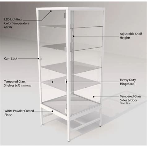 Deluxe Glass Tower Display Case White Store Displays®