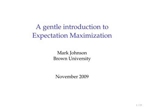 PDF A Gentle Introduction To Expectation Maximizationcs Brown Edu Courses Cs Fall