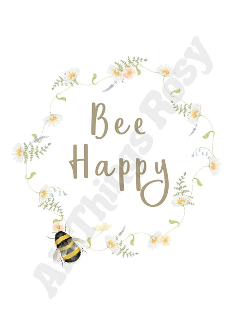 Bee Happy Bee Kind Art Prints Set Of 3 Bumblebee Wall Art Bee Decor