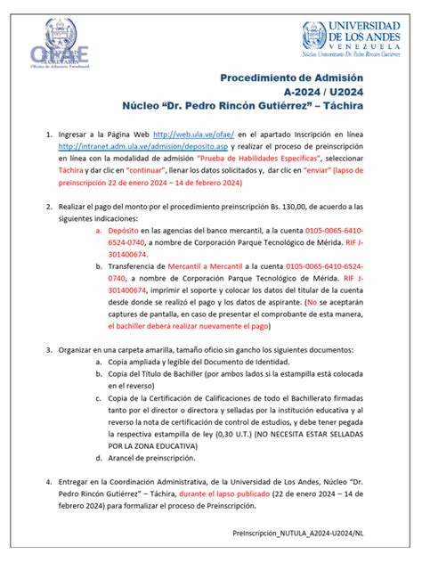Procedimiento De Preinscripción Nutula Pdf