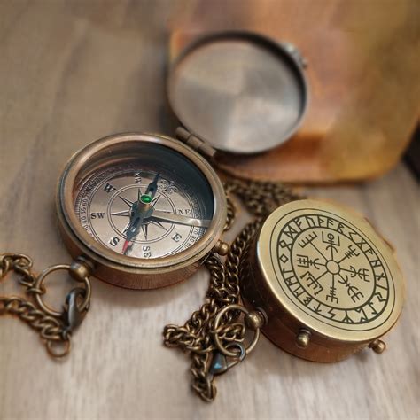 Engraved Compass Etsy