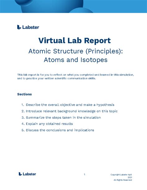 Atomic Structure And Isotopes Lab Report For Mt Studocu