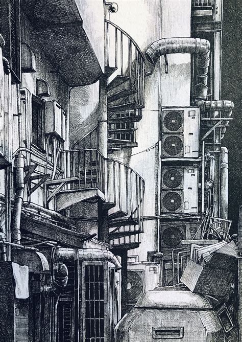 Ibsukionsen Original Absurdres Highres Air Conditioner Box Building Cable Cardboard Box