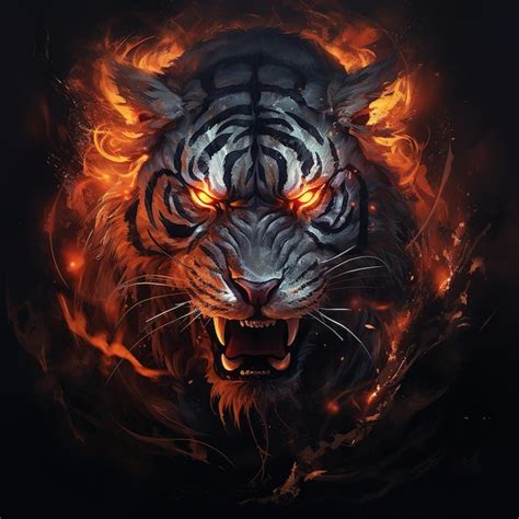 Premium Ai Image Image Of An Angry Demon Tiger Terrifying With Flames