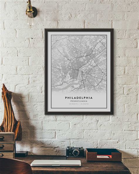 Modern Philadelphia Map Art Wright Edison