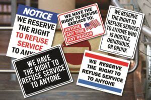 Right To Refuse Service Printable Signs Printable Signs
