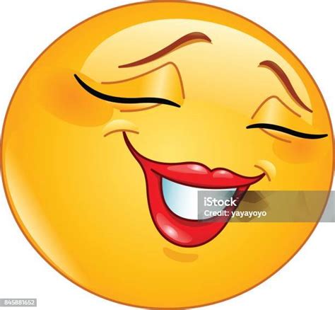 Smiling Shyly Female Emoticon Stock Illustration Download Image Now
