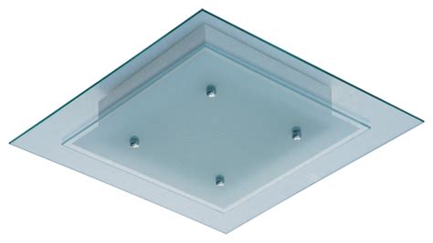 Plafon 2 Vidros Sobrepor Quadrado 30cm Branco Real Lustres Paris Luz