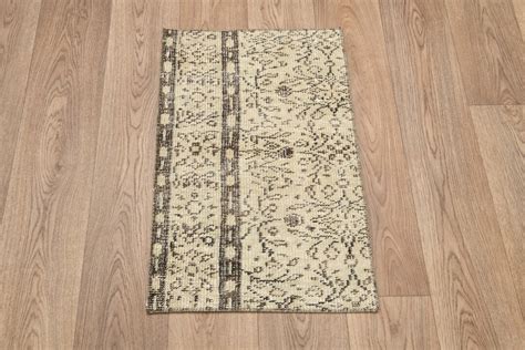 Small Turkish Rug 2x3 Handwoven Wool Vintage Oushak Rug Entryway Accent