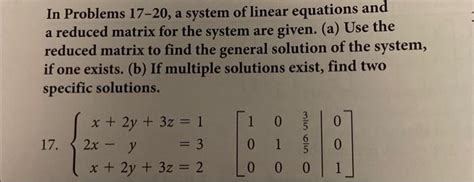 Solved In Problems 17 20 A System Of Linear Equations And A Chegg Com