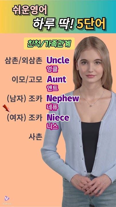 쉬운영어단어 10 친척가족관계 연관단어 편ㅣ하루 딱 5단어 Youtube