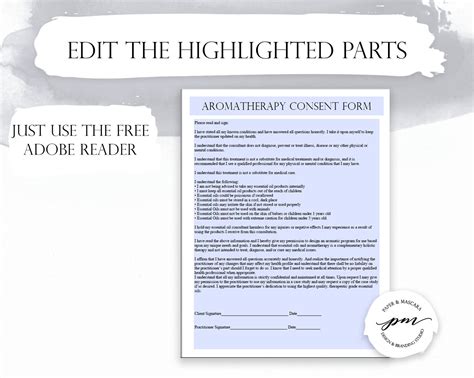 Aromatherapy Consent Form Aromatherapy Client Consultation Etsy