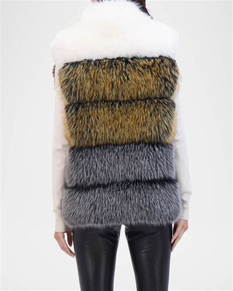Theia Fox Like Faux Fur Vest Neiman Marcus