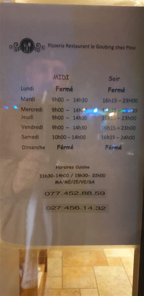 Menu Au Le Goubing Sierre