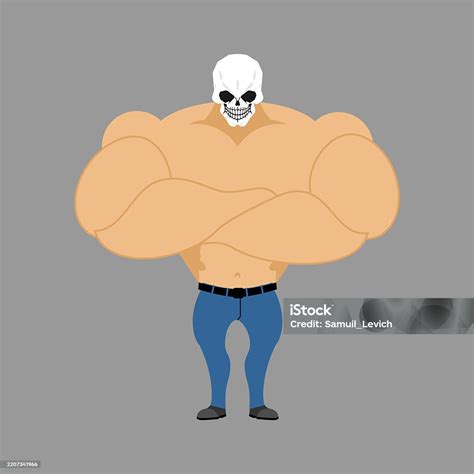 Skull Bodybuilder Strong Skeleton Skull And Muscles Powerful Skeleton