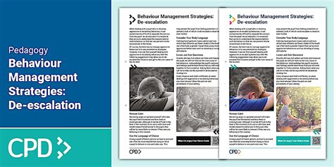 Behaviour Management Strategies De Escalation Cpd Twinkl