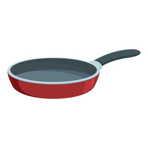 Premium Vector Red Color Frying Pan Icon Cartoon Vector Domestic Lid