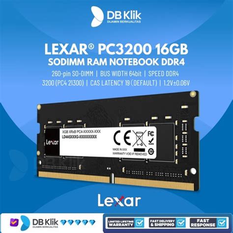 Promo Memory RAM LEXAR DDR4 16GB PC3200 SODIMM RAM Notebook DDR4 16GB Cicil 0 3x Jakarta