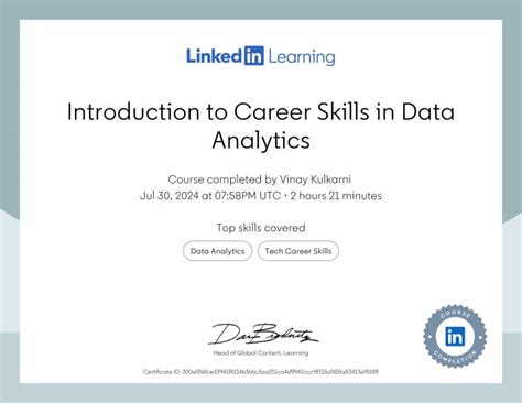 Vinay Kulkarni On Linkedin Dataanalytics Certification Datascience Continuouslearning