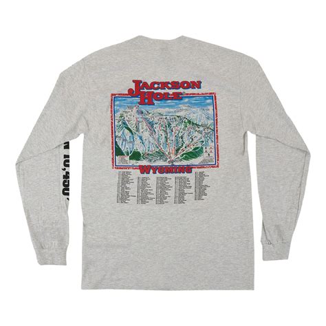 Trail Map Logo Tee Long Sleeve Jackson Hole Mtn Resort