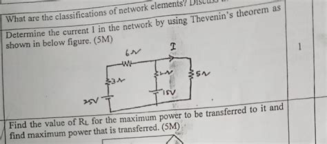 What Are The Classifications Of Network Elementsdetermine The Current I