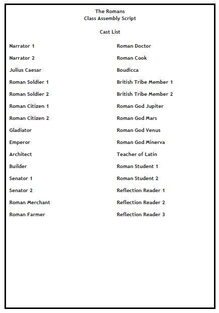 The Romans Class Assembly Script Teaching Resources