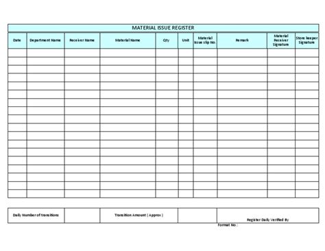 Material Issue Register Pdf